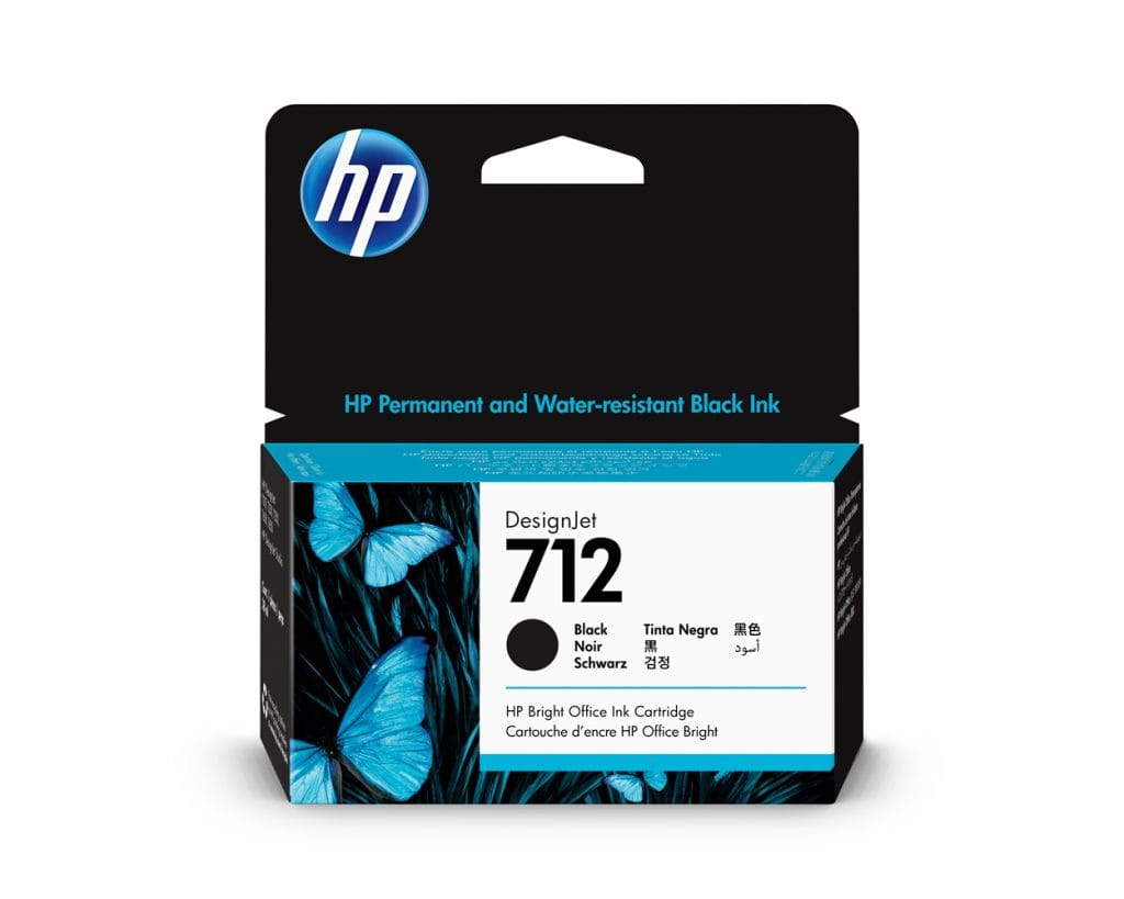 HP 712 38-ml Black DesignJet Ink Cartridge - 3ED70A - dpsb